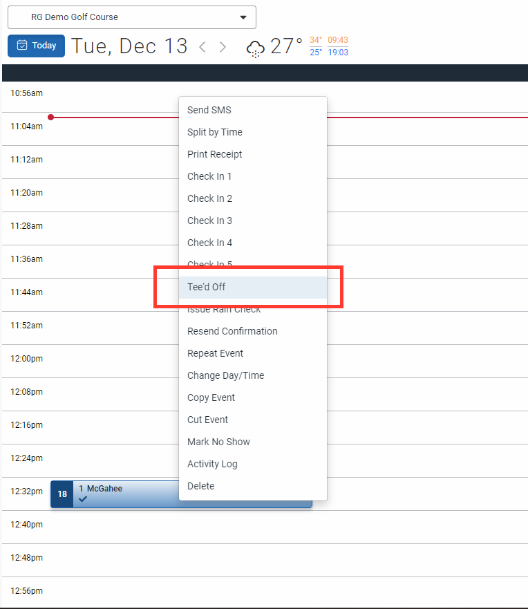Marking a Group as “Tee’d Off” – foreUP (800.929.5737)