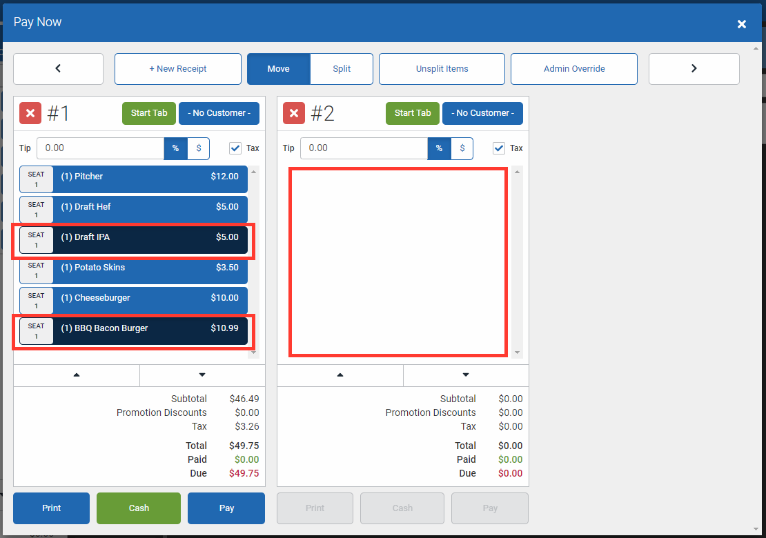 How to Split an F&B Ticket or Tab – foreUP (800.929.5737)