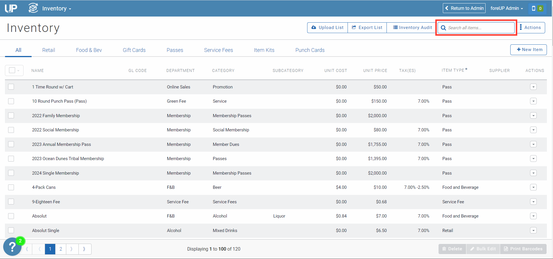 How to Search for an Inventory Item in the Inventory Module – foreUP ...