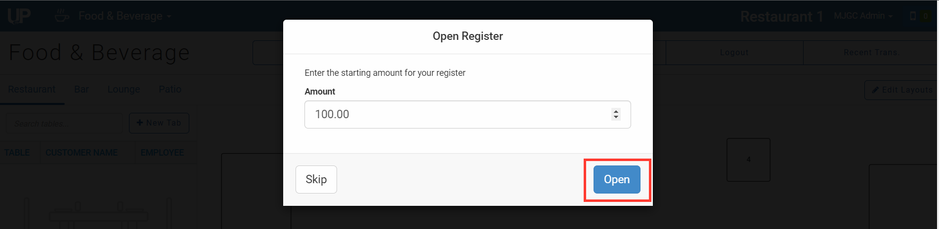How to Open and Close the Food & Beverage Register Log – foreUP (800. ...