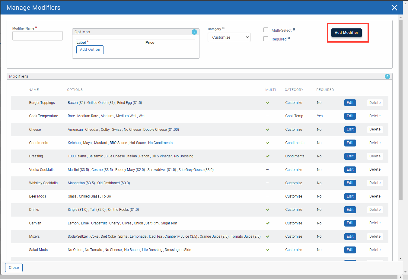 How to Create, Assign and Use Food & Beverage Modifiers – foreUP (800. ...
