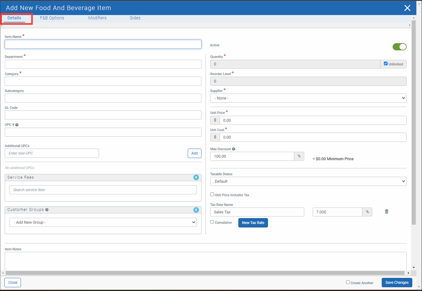 How to Create a New Inventory Item: Food & Beverage – foreUP (800.929.5737)