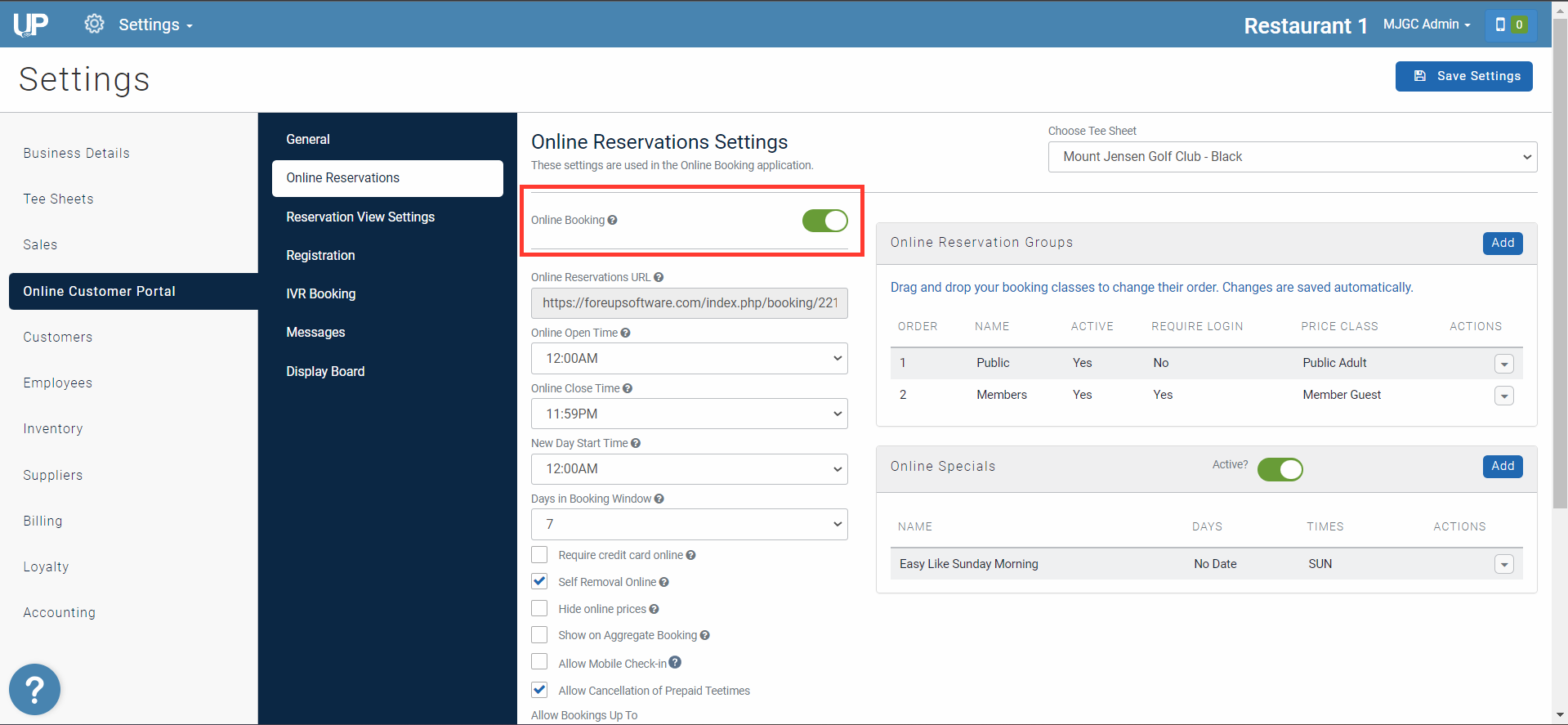How to Turn Online Booking "On" or "Off" – foreUP (800.929.5737)