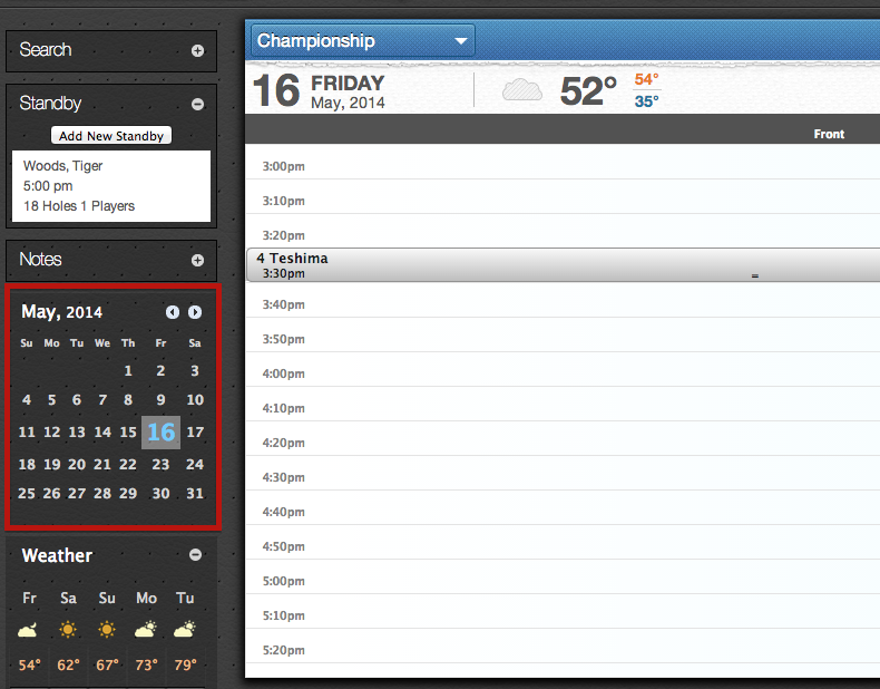 Using the Calendar on the Tee Sheet – foreUP (800.929.5737)