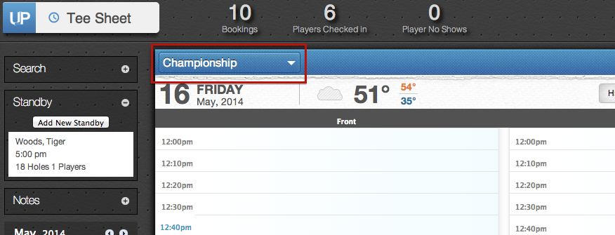 Switching Between Multiple Tee Sheets – foreUP (800.929.5737)