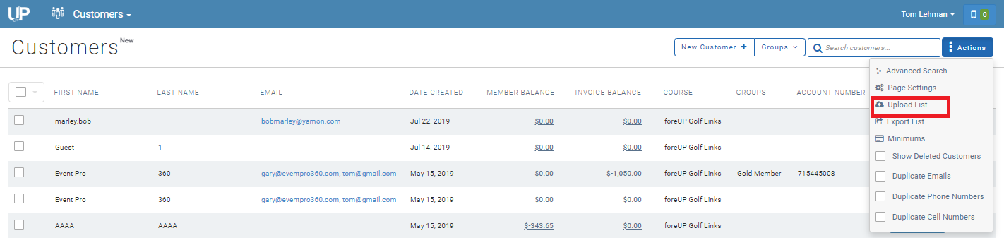 Importing Customers – foreUP (800.929.5737)
