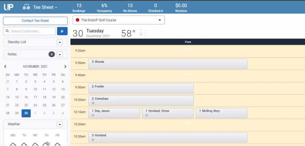 Switching Between Multiple Tee Sheets – foreUP (800.929.5737)