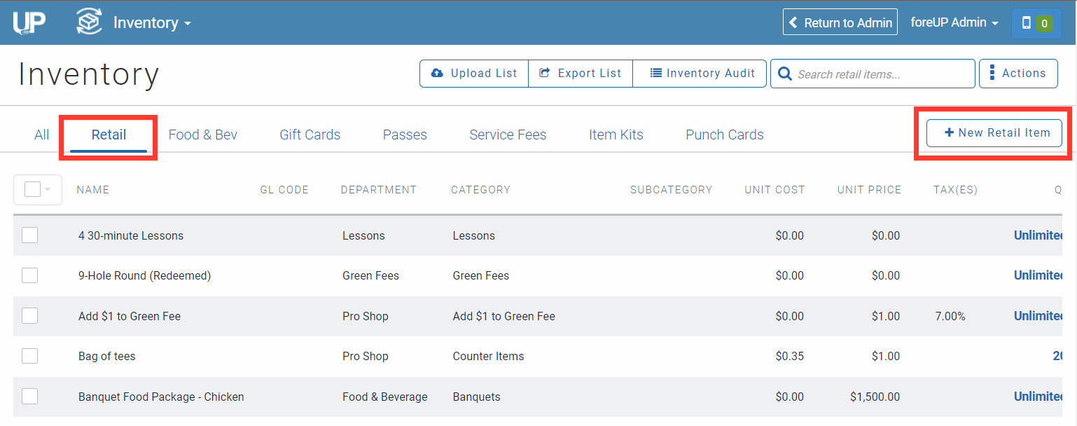 How to Create a New Inventory Item: Retail – foreUP (800.929.5737)