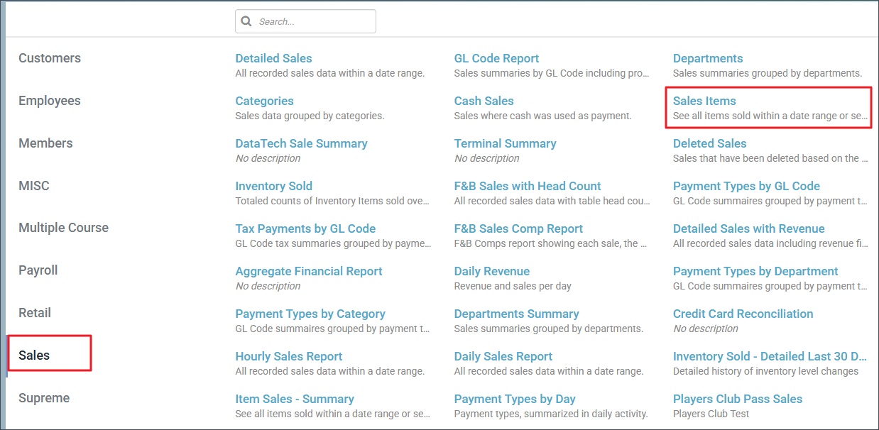 Sales Item Report (New Reporting) – foreUP (800.929.5737)
